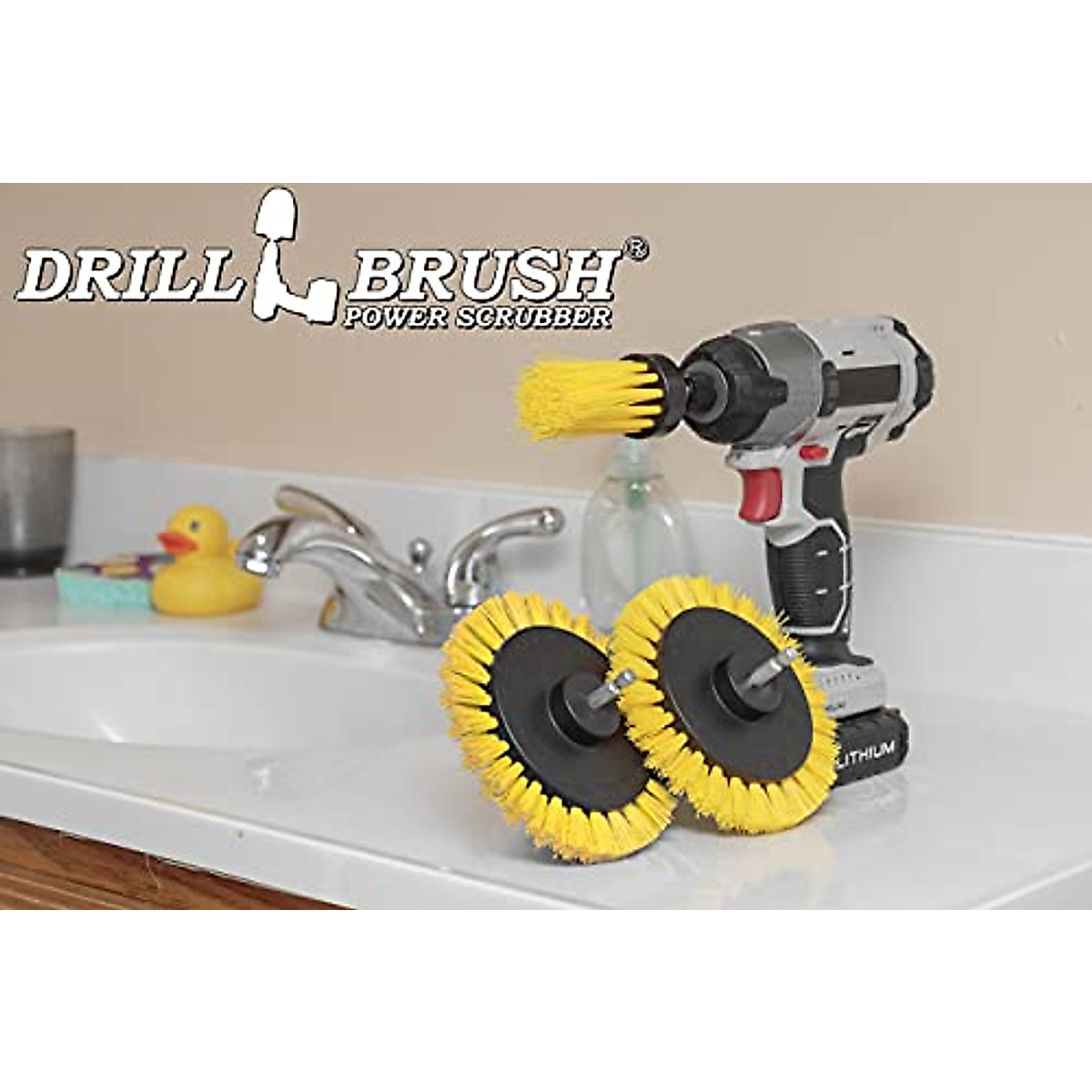 Tile and Grout Cleaning Drill Brush Set - 3 Pack Drill Brush Power Scrubber Cleaning Brush Yellow Medium Stiffness - Shower Floor Scrub Brush for Drill - Bathroom Scrub Brush for Drill