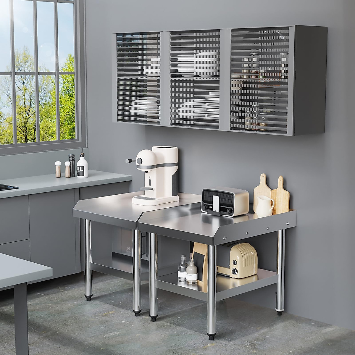 ROVSUN Stainless Steel Equipment Stand 24" L x 30" W x 26" H with Adjustable Undershelf, NSF Commercial Heavy Duty Work Table & Grill Stand Table for Restaurant, Home and Hotel Kitchen