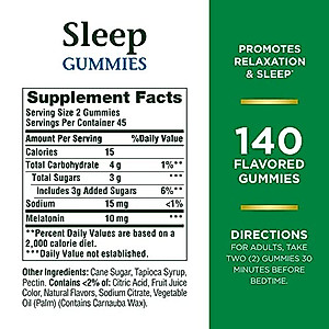 Nature’s Bounty 10 mg Melatonin Gummy, 100% Drug Free Sleep Supplement, 10 mg, Blueberry, 140 Ct