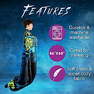 Franco WB Blue Beetle Movie Kids Bedding Super Soft Micro Raschel Throw, 46 in x 60 in, (Official Licensed Product)