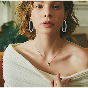 Jstyle Women's Stainless Steel Pierced Large Hoop Earrings with Rhinestone