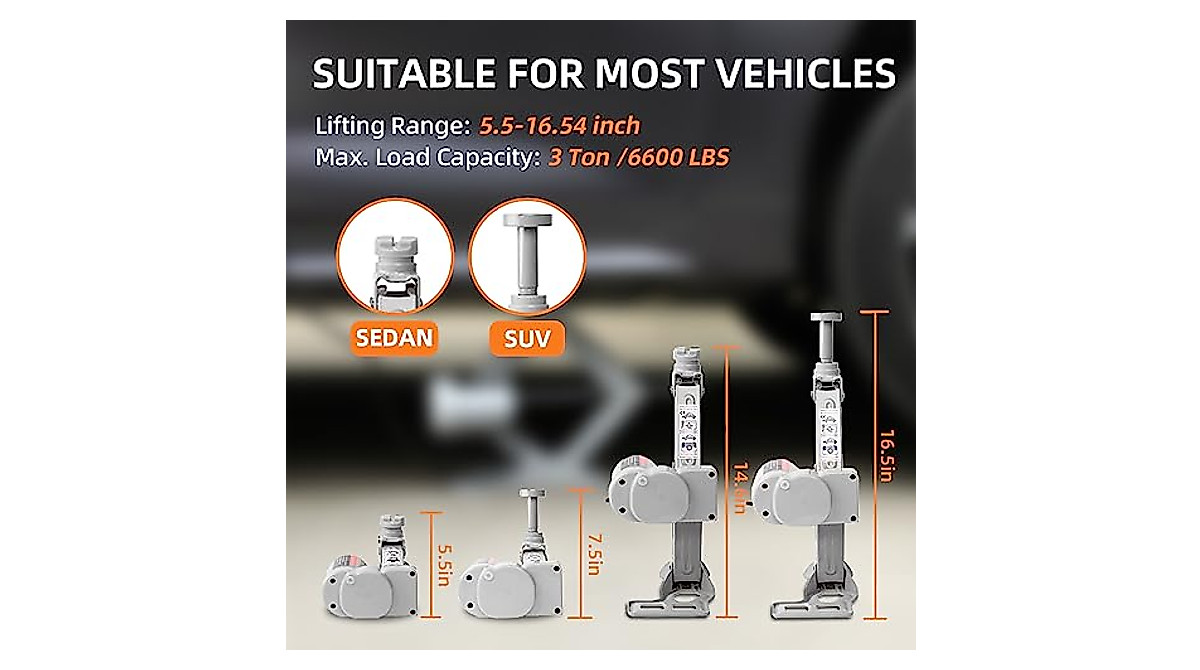 STANDTALL 3 Ton Electric Car Floor Jack Set with Impact Wrench