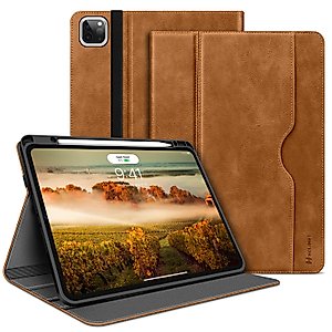 H HOLIMET Case for iPad Pro 12.9 2022 6th/5th/4th/3rd Generation 2021 2020 2018 with Pencil Holder Pocket Soft TPU Back Shockproof, Auto Sleep/Wake, Vegan Leather
