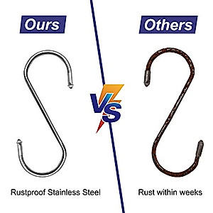 18 Pack S Shaped Hooks, Heavy Duty Stainless Steel S Hooks, Hangers Hanging Hooks for Hanging Pots and Pans,Towels,Clothes,Plants in Home Kitchen Bathroom Bedroom Garden, (2.8",3.5",4.3",Each 6 Pack)