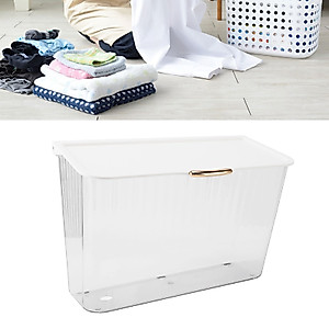 4L Wall Mounted Laundry Basket with Lid, Multifunction Wall Hanging Laundry Storage Container Organizer for Bathroom (Transparent)