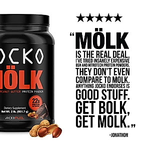 Jocko Mölk Whey Protein Powder (Chocolate Peanut Butter) - Keto, Probiotics, Grass Fed, Digestive Enzymes, Amino Acids, Sugar Free Monk Fruit Blend - Supports Muscle Recovery and Growth - 31 Servings