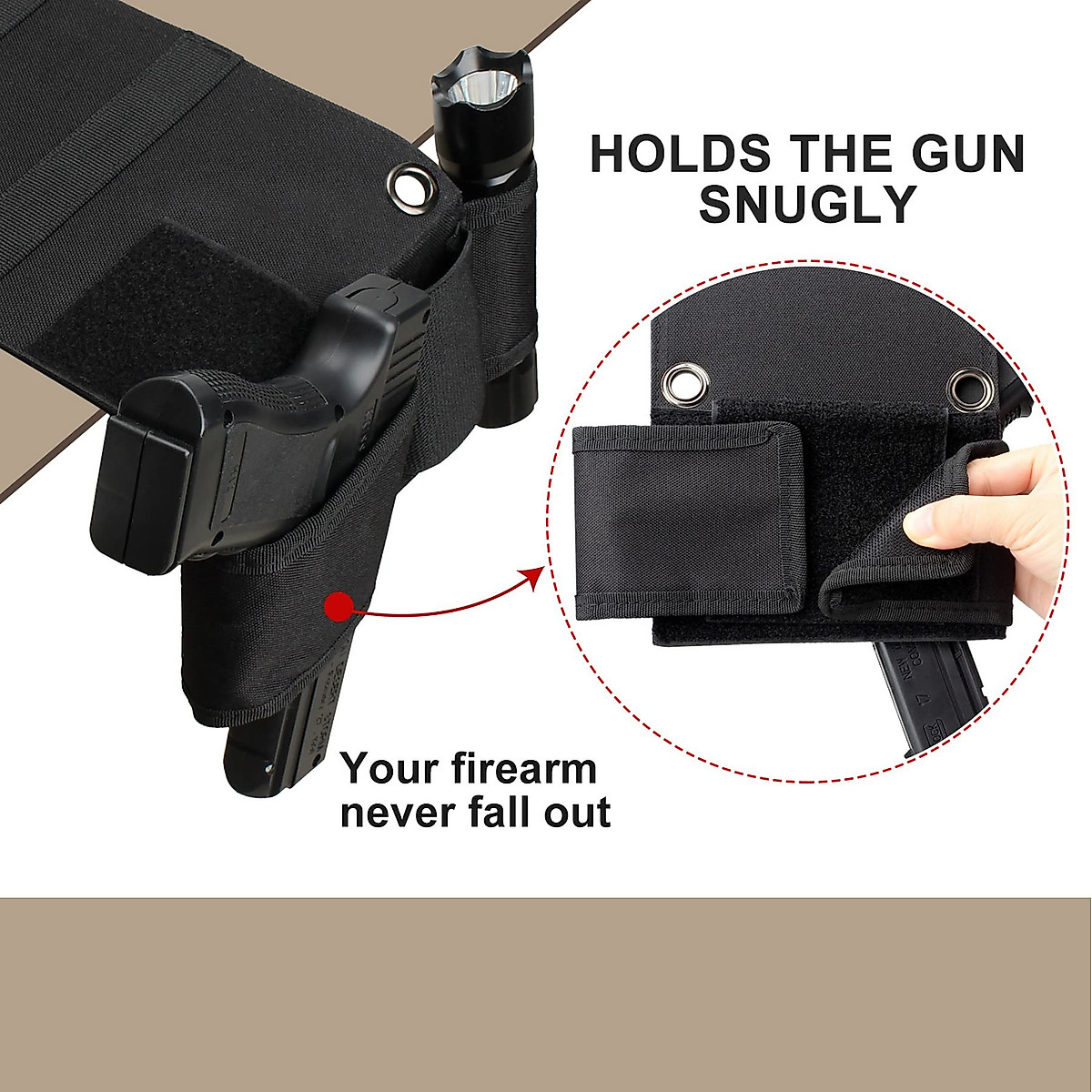 FIREDOG Bedside Holster, Bed Gun Holster for Mattress Car Desk Home Office,Fits for Glock 17 22 S&W Different Handgun Holster