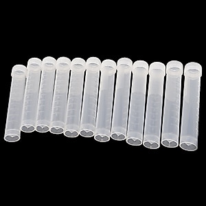 Honbay 12pcs 10ml Plastic Test Tubes Screw Cap Vial White Seal Cap Container