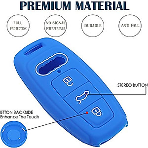 Lcyam 3 Button Key Fob Cover Silicone Case Compatible with 2019 2020 A6 E-Tron Audi A6L A8L A6 A7 A8 Q8 (Black Red)