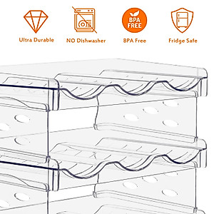 JUPELI Water Bottle Organizer, 4 Pack Stackable Cup Organizer for Cabinet, Plastic Tumbler Travel Mug Holder, Wine Drink Srack for Kitchen Countertop Freezer Pantry Organizers and Storage - Clear
