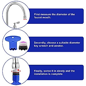 Jersvimc 4Pcs(2 Set) M16.5 Cache Faucet Aerator with Key Removal Wrench Tool, Bathroom Water Faucet Aerator Adapter Replacement Parts Water Flow Restrictor for Faucet Kitchen