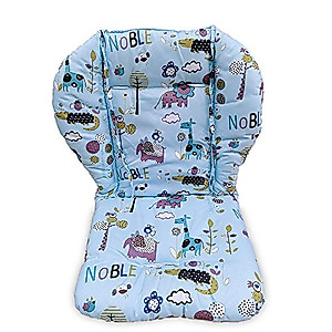 Kocpudu High Chair Cushion, Baby High Chair Cushion, Pad for High Chair, Soft and Comfortable, Lightweight and Breathable,Making The Baby More Comfortable (Jungle Animal Pattern on Blue Background)