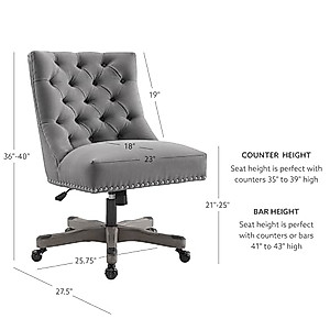 Linon Home Décor Honor Light Gray Office Chair, Grey