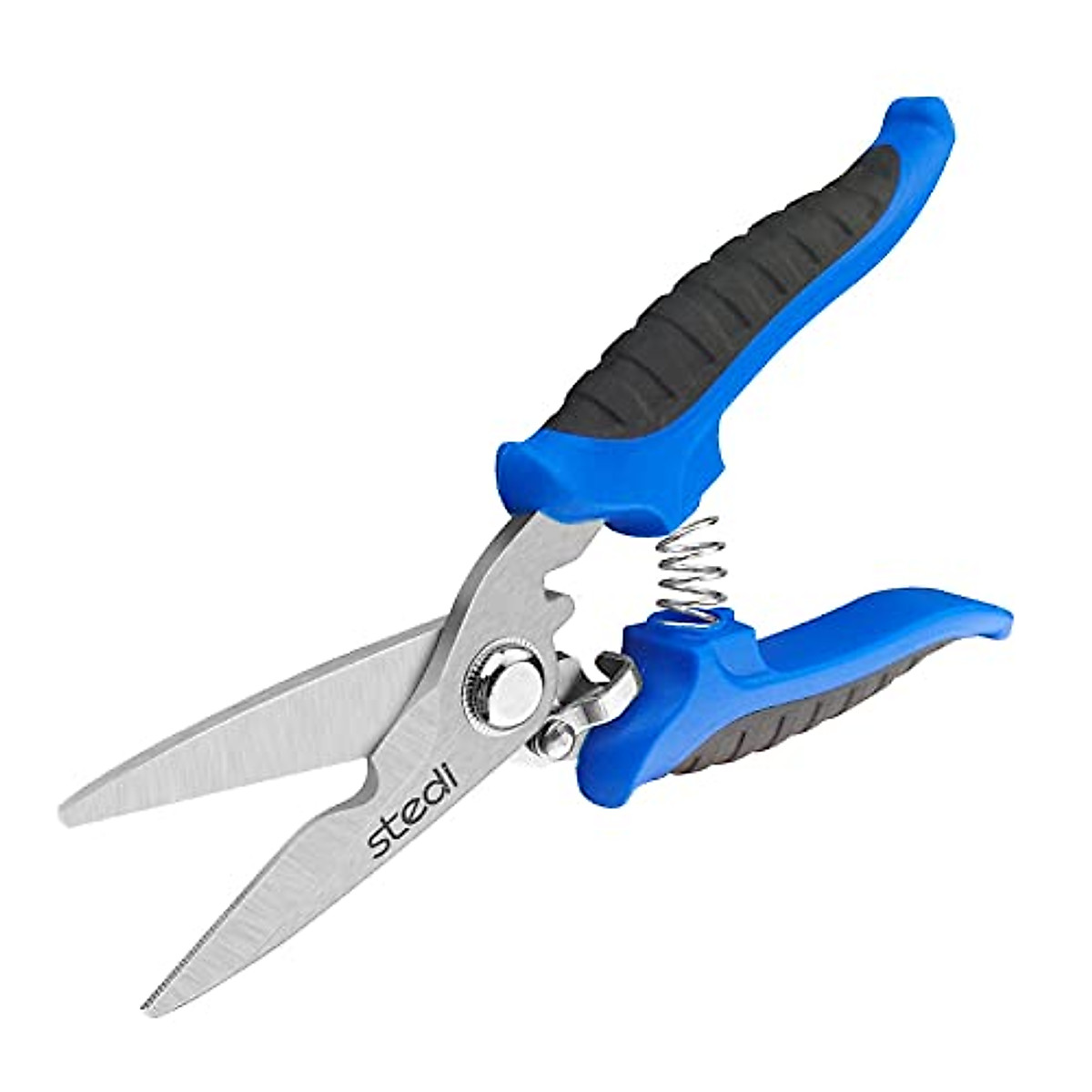 stedi Scissors Heavy Duty, Multipurpose Shears with Finely Serrated Blades,Easy Cutting Electrical Cable Notch, Insulation, Non-Slip Comfortable Handle, Cuts Wire, Carton,Soft Cable