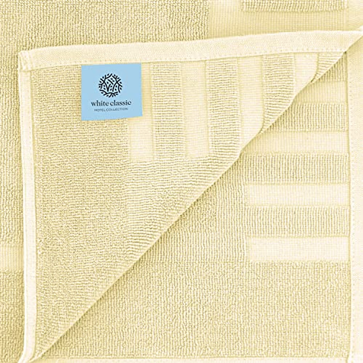 White Classic Luxury Hand Towels | 6 Pack Luxury Bath Mat | 2 Pack Bundle (Beige)