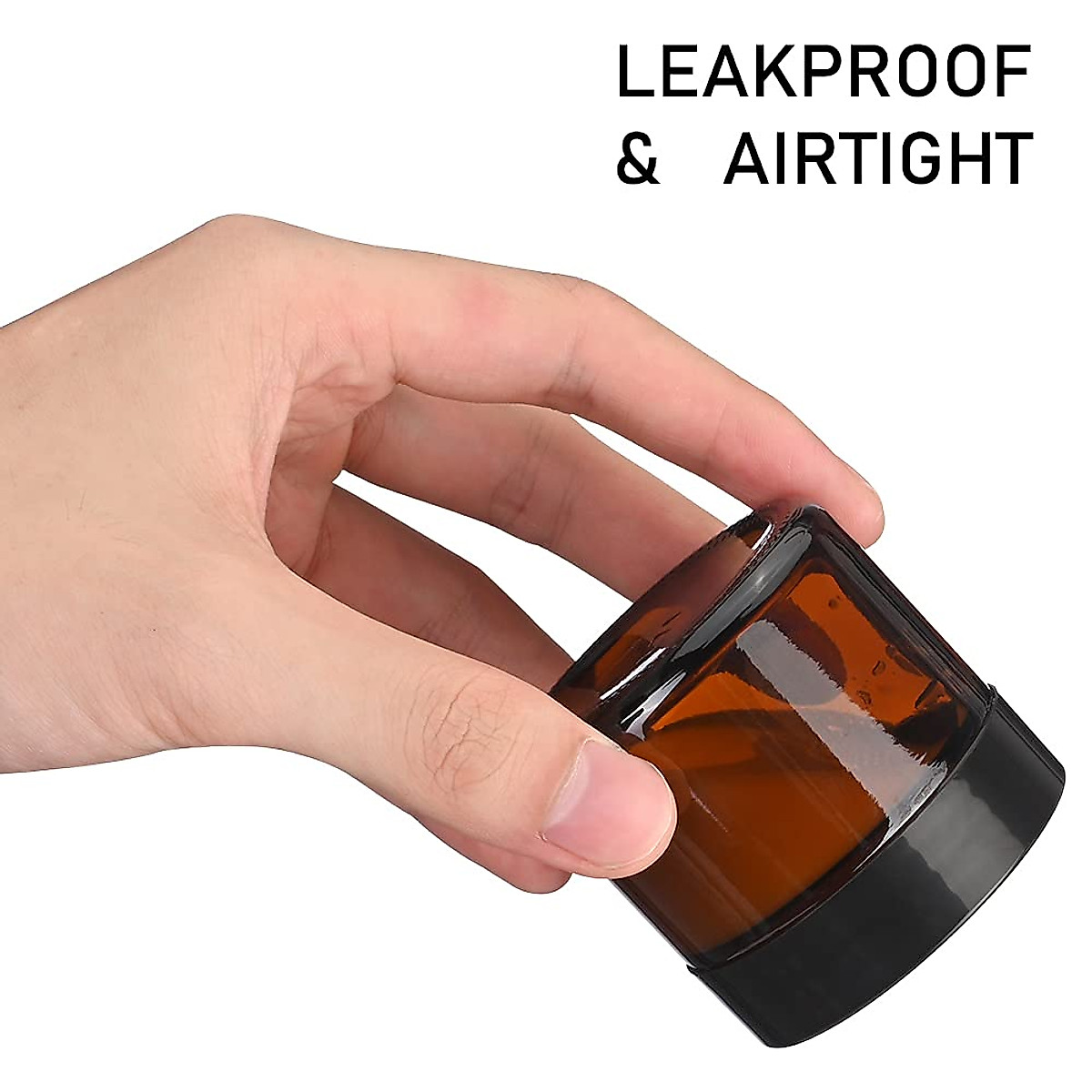 Amber Glass Jar with Lids, Tecohouse 4 oz, 2 oz and 1 oz Glass Jars with Lids & Stickers, Reusable Travel Containers for Creams, Lotion, Cosmetic - 3 pack