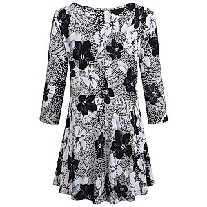 Nandashe 3/4 Sleeve Shirts for Shorts Black Polka Dot Hippie Three-quarter Sleeve Spandex Cool Flattering Dressing Tunic Pullover Blouses Home Wear White x-large