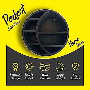 SMART SUPPLIES Crescent Moon Shelf for Crystals Stone, Plants and Art | Rock Display Shelf | Hanging Wooden Shelf for Essential Oils and Decor, Cute Moon Decor for Bedroom