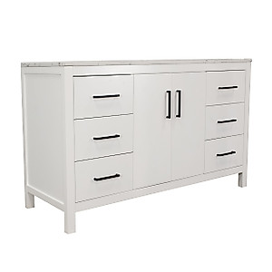 Kitchen Bath Collection Copenhagen 60-inch Single Bathroom Vanity (Engineered Marble/White): Includes White Cabinet with Engineered Marble Countertop and White Ceramic Sink