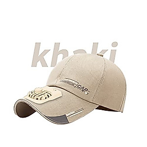 Li&An USB Charging Fan Cap Unisex Summer Fit Cap with Cooling Fan, Sun Protection Hat for Casual Outdoor Sport, Golf,Baseball (A03#Light Khaki), One Size