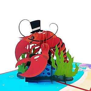 ETA 3D Mr. Lobster Pop Up Card, 3D Animal Pop Up Card, Nature Card, Pop up Card for Lobster Lover, Father Day, Pop Up Card, Birthday Card for Dad, Husband, Son, Any Occasions, A31