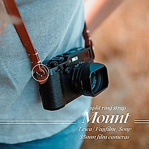 Evergreen Genuine Leather Minimalist Neck Shoulder Slim Camera Strap (Tan)