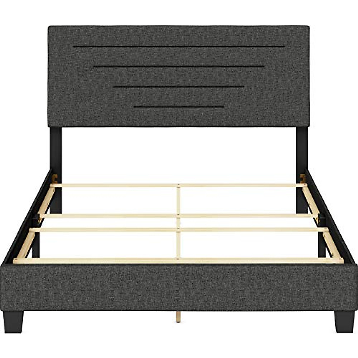 Boyd Sleep Cordoba Upholstered Platform Bed with Headboard and Durable Mattress Foundation with Strong Wood Slat Supports, Box Spring Required: Full, Charcoal