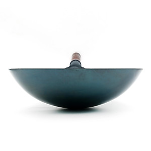 welsteepse Carbon Steel Wok Traditional Hand Hammered Wok,14 Inch,Round Bottom(Roasted Blue)