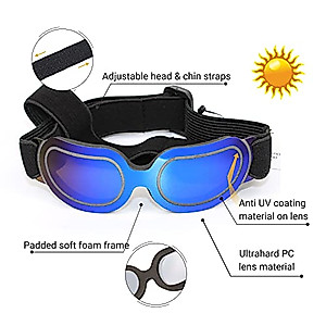 Enjoying Small Dog Sunglasses Dog Goggles Small Breed for UV Protection Snow-Proof Windproof Goggles with Flexible Straps for Puppy Cat - Blue