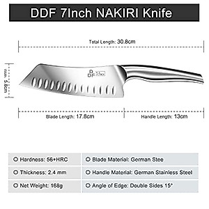 DDF iohEF Kitchen Knife, Chef's Knife In Stainless Steel Professional Cooking Knife, 7 Inch Antiseptic Non-slip Ultra Sharp Knife with Ergonomic Handle Ideal for Kitchen/Restaurant