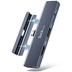 iPad Pro USB C Hub Multiport Adapter - Dockteck USBC Hub 5 in 1 with 100W PD, 4K 60Hz HDMI, Audio, USB 3.0, USB C Dock with Magnetic Grip for iPad Pro 12.9 2021 2020 2018, iPad Air, iPad Mini 6