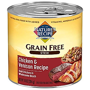 Nature's Recipe Grain Free Wet Dog Food, Chicken & Venison Stew Recipe, 10 Ounce Can (Pack of 12)