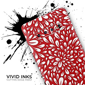 DesignSkinz Red Vector Floral Sprout Protective Vinyl Decal Wrap Skin Cover Compatible with The Samsung Galaxy S20 (Screen Trim & Back Glass Skin)