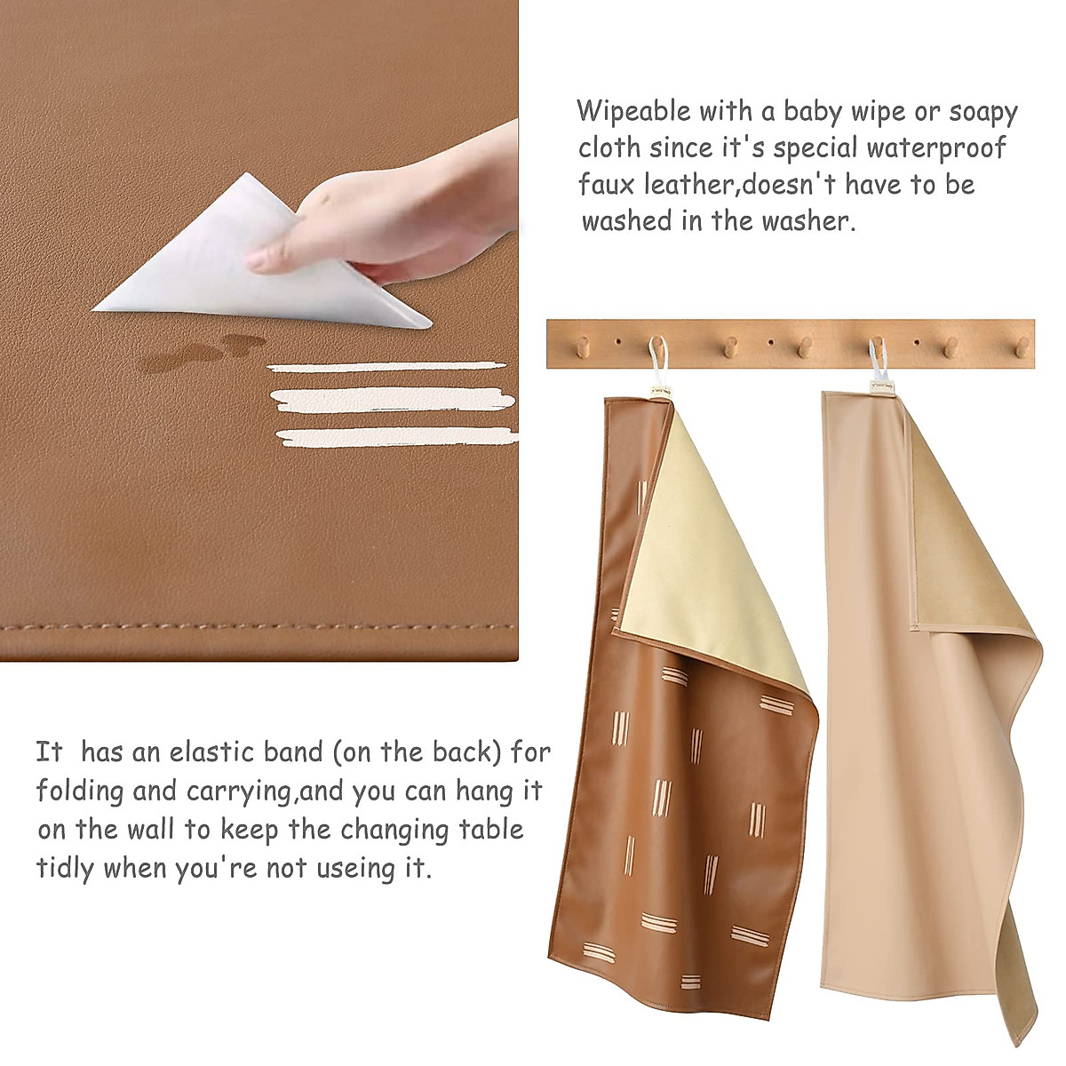 Owlowla Baby Diaper Changing Pad Portable Changing Mat Travel Changing Pad Liner for Baby and Small Toddler(Beige&Brush Strokes)