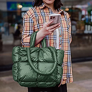 SADDROP Handbags for women,handbags,Large Puffer Tote Bag, Hobo bags for women，Trendy tote bag (Green)