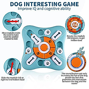 FOXMM Interactive Dog Treat Puzzle Toys for IQ Training & Mental Stimulating,Fun Slow Feeder,Large Medium Small Dogs Enrichment Toys with Squeak Design