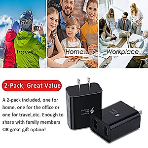 Pofesun 2Pack 30W Fast Charger 3.0 Dual USB Wall Charger, QC 3.0 Charging Block Fast Charging Power Adapter Compatible for Galaxy S21 S20 S10 S9 S8 Note 10 9 iPhone iPad LG Pixel Tablets-Black