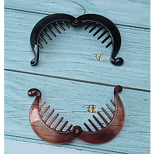 Sowaka 2 Pcs Small Banana Hair Clip Comb Fashion Locking Round Plastic Fishtail Hair Clip Grips Ponytail Holder for Women Girls Hair Styling Long Straight Curly Thick Hair (Black and Brown)