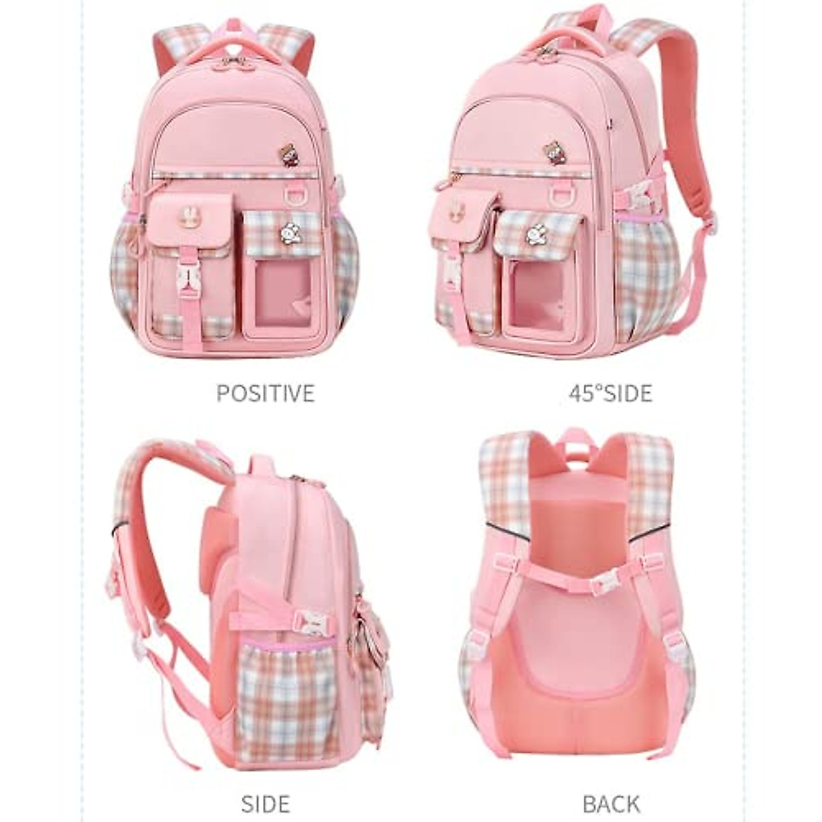 HUIHSVHA Kawaii Backpack, Cute Pink Large Capacity School Laptop Bag, Casual Travel Daypack Bookbag for Teens Girls Students