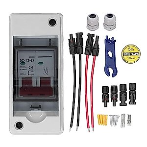 DC 500V 2 Rope Disconnect Switch Easy Installation Solar Photovoltaic Combiner Box IP65 Waterproof for Power Generation System (63A)