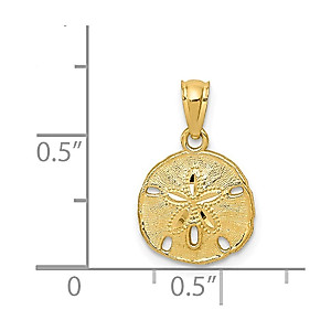 FJC Finejewelers 14 kt Yellow Gold Polished and Textured Sand Dollar Charm 17 mm x 11 mm