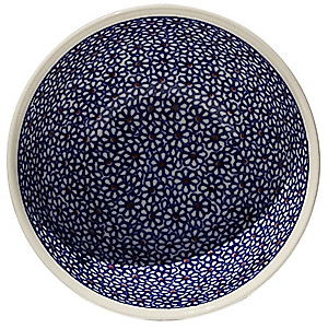 Polish Pottery Bowl 7 Inch From Zaklady Ceramiczne Boleslawiec #849-120 Traditional Pattern, Height: 3" Diameter: 7"