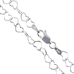 Sterling Silver Italian Love Heart Chain 3mm Solid 925 Italy Infinity Promise Bracelet Anklet 7"