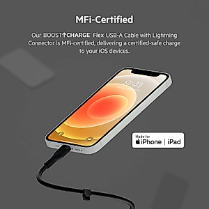 Belkin BoostCharge Flex Silicone USB Type A to Lightning Cable (1M/3.3FT), MFi Certified Charging Cable for iPhone 13, 12, 11, Pro, Max, Mini, SE, iPad and More, 2-pack, Black