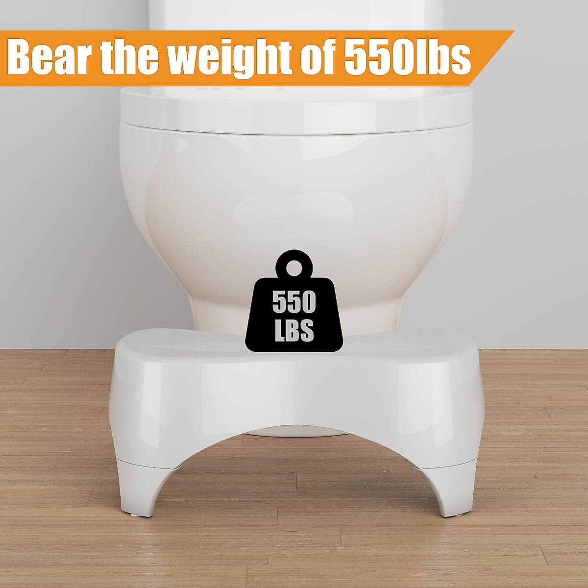 Toilet Stool, Toilet Step Stool, Potty Stool for Adults and Kids, Poop Stool for Bathroom, Non-Slip Simple Design White