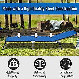 Outsunny Folding Chaise Lounge Pool Chairs, Outdoor Sun Tanning Chairs, Folding, Reclining Back, Steel Frame & Breathable Mesh for Beach, Yard, Patio, Dark Blue