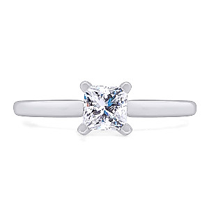 Jewel Zone US Princess Cut White Cubic Zirconia Anniversary Solitaire Ring in 14k White Gold Over Sterling Silver (0.5 Carat)