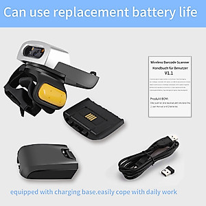 Symcode Bluetooth 2D Ring Long Range Scanning Barcode Scanner,4.9Ft- 6.5Ft Scanning Distance can Saving The Trouble of Climbing Portable Ring Wearable Finger 1D 2D Mini Bar Code Reader Scanner