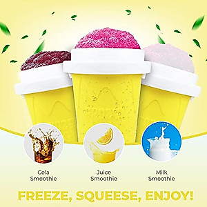 Slushy Maker Cup - Travel Slushie Cup, TIKTOK Quick Freeze Magic Cup, Double Layer Slushy Cup, Cooler Smoothie Silicon Cup, Mini Ice Cream Maker, Slushies - Yellow.