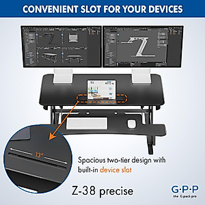 G-PACK PRO Standing Desk Converter - Height Adjustable Sit Stand Desk Riser up to 20.5" - Super Wide 37" Table fits Dual Monitors - 22 Ergonomic Adjustable Standing Desk Workstation Positions